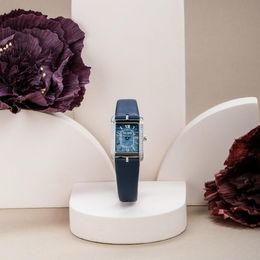Damenuhr Memoire Achat & Echtleder in Blau Holzkern