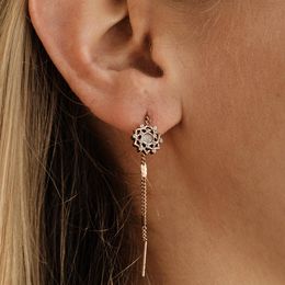 Holzkern Composition Gem Ohrringe Damen Ros&eacute; und Mondstein