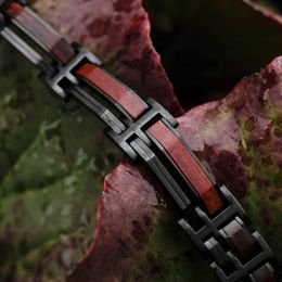 Holzkern Armband Staccato (Padouk/Schwarz), Naturholz, Herren, gr&ouml;&szlig;enverstellbar