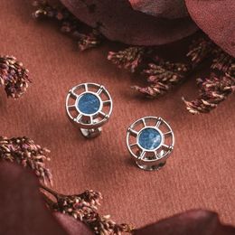 Holzkern Amulett Ohrringe Damen Silber und Marmor