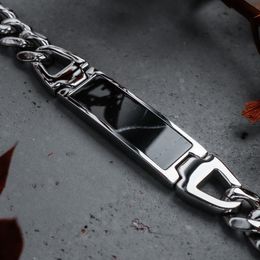 Holzkern Modulus Armband Herren Silber und Marmor