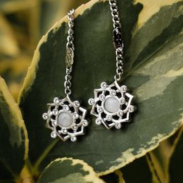 Holzkern Composition Gem Ohrringe Damen Silber und Mondstein