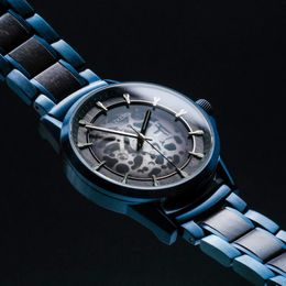 Holzkern Holzuhr Flowfinder (Ahorn/Blau), Herren, Naturholz