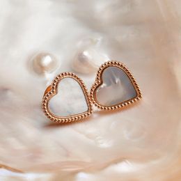 Holzkern Amorance Ohrringe Damen Ros&eacute; und Perlmutt
