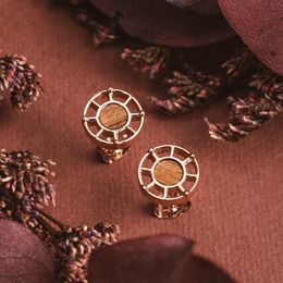Holzkern Amulett Ohrringe Damen Ros&eacute; und Koa