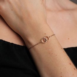 Holzkern Effigies Armband Damen Ros&eacute; und Walnuss
