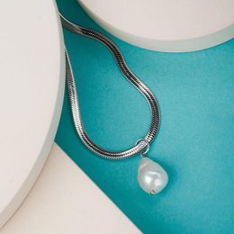 Holzkern Summersweet Halskette Damen Silber und Barockperle