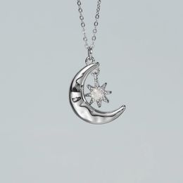 Holzkern Newmoon Halskette Damen Silber und Labradorit