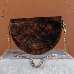 Holzkern Handtasche Uniqase Asumi VEGAN Wurzelnuss Umh&auml;ngetasche