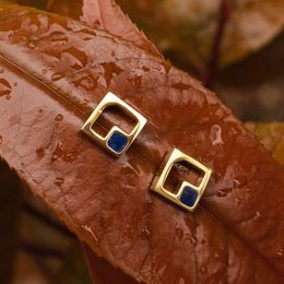 Holzkern Geometric Ohrringe Damen Gold und Marmor