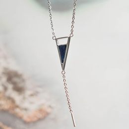Holzkern Ink Halskette Damen Silber und Marmor