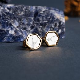 Holzkern Facade Ohrringe Damen Gold und T&uuml;rkis