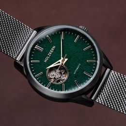 Holzkern Holzuhr Inverno (Aventurin/Grau), Herren, Naturholz