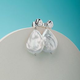Holzkern Summersweet Ohrringe Damen Silber und Barockperle