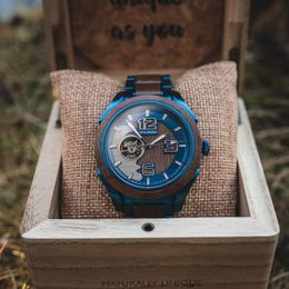 Holzkern Holzuhr Matt (Walnuss/Walnuss), Herren, Naturholz