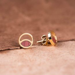Holzkern Perception Ohrringe Damen Gold und Amaranth