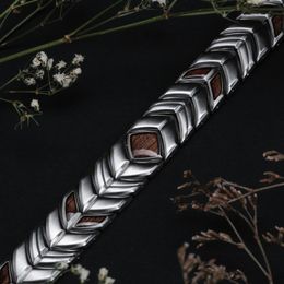 Holzkern Herren Armband Prelude Walnussholz & Edelstahl in Silber Gr&ouml;&szlig;enverstellbar