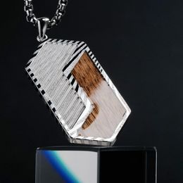 Holzkern Zigzag Halskette Herren Damast und Koa