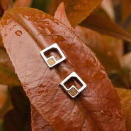 Holzkern Geometric Ohrringe Damen Silber und Koa