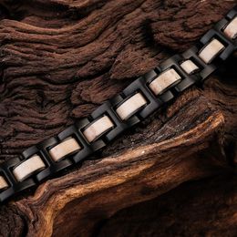 Holzkern Armband Fortissimo (Marmor/Schwarz), Naturholz, Damen und Herren, gr&ouml;&szlig;enverstellbar