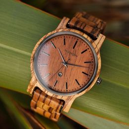 Holzkern Holzuhr Eliot (Zebrano/Koa), Unisex, Naturholz