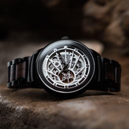 Holzkern Holzuhr Argon (Leadwood/Silber), Herren, Naturholz