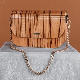 Holzkern Handtasche Uniqase Ivay VEGAN Zebrano Umh&auml;ngetasche