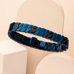 Holzkern Herren Armband Bariton Ahornholz & Edelstahl in Blau Wasserfest