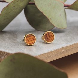Holzkern Concentric Ohrringe Damen Gold und Marmorholz