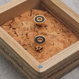 Holzkern Ornament Ohrringe Damen Gold und Leadwood