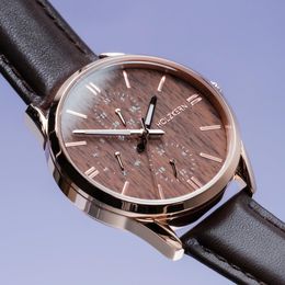 Holzkern Holzuhr Gifted (Walnuss/Dunkelbraun), Unisex, Naturholz