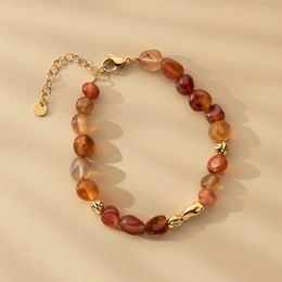 Holzkern Fireworks Armband Damen Gold und Achat