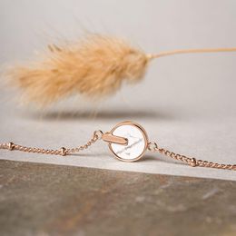 Holzkern Opacity Armband Damen Ros&eacute; und Wei&szlig;er Marmor