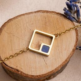 Holzkern Geometric Armband Damen Gold und Marmor