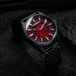 Herrenuhr Nomadics Achat & Edelstahl in Schwarz Automatikuhr Holzkern