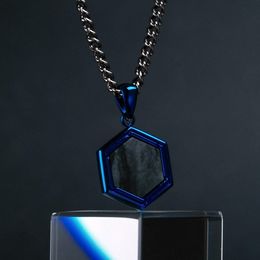 Holzkern Axis Halskette Herren Blau und Picasso Jaspis