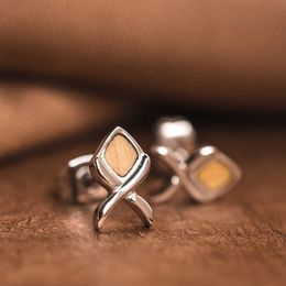 Holzkern Mosaic Ohrringe Damen Silber und Olive