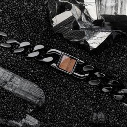 Holzkern Bodyguards Armband Herren Dunkelgrau und Walnuss