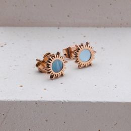 Holzkern Shade Ohrringe Damen Ros&eacute; und Blaues Perlmutt