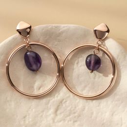 Holzkern Fireworks Ohrringe Damen Ros&eacute; und Amethyst