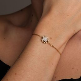 Holzkern Composition Gem Armband Damen Gold und Mondstein