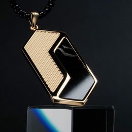Holzkern Zigzag Halskette Herren Gold und Marmor
