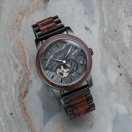 Automatik Herrenuhr Chicago mit Echtem Marmor und Walnussholz von Holzkern