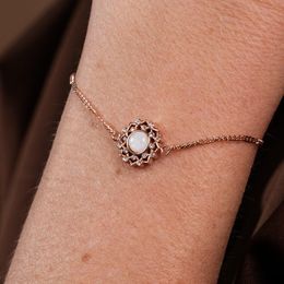 Holzkern Composition Gem Armband Damen Ros&eacute; und Mondstein