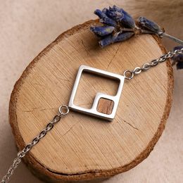 Holzkern Geometric Armband Damen Silber und Koa