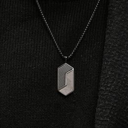 Holzkern Zigzag Halskette Herren Schwarz und Marmor