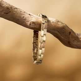 Holzkern Armband Kensington (Zebrano/Gold), Naturholz, Damen, gr&ouml;&szlig;enverstellbar