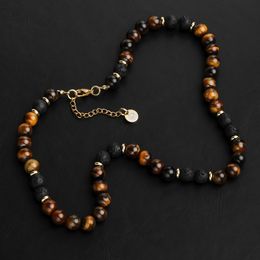 Holzkern Halsketten Herren Tigerauge