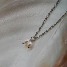 Holzkern Summersweet Halskette Damen Silber und Perle