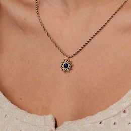 Holzkern Suncatcher Halskette Damen Gold und Lapislazuli